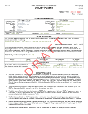 Fillable Online dot state fl UTILITY PERMIT - Florida Department of ...