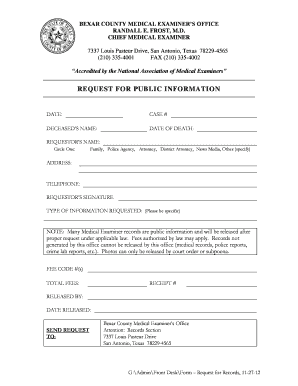 Fillable Online gov bexar Request for Public Information Form Fax Email ...