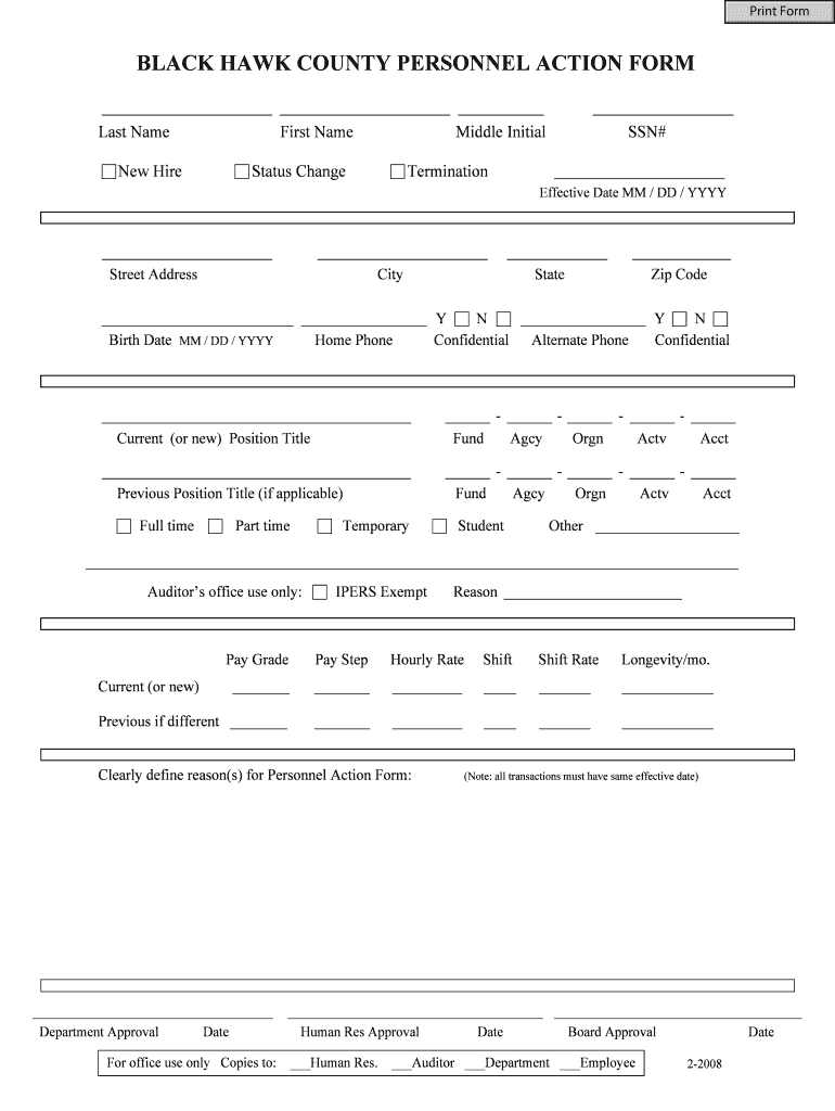 Fillable Online Personnel Action Form Fax Email Print - pdfFiller