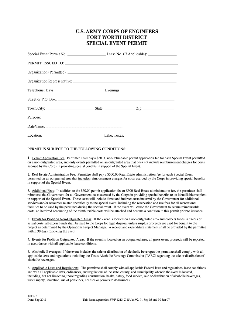 Fillable Online Special Event Permit - U.S. Army Fax Email Print ...