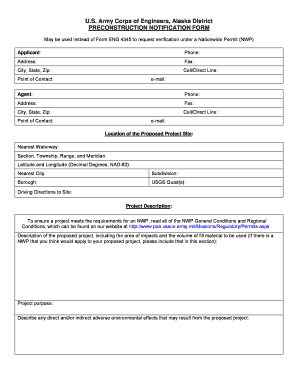 Fillable Online Pre-Construction Notification - Alaska District - U.S ...