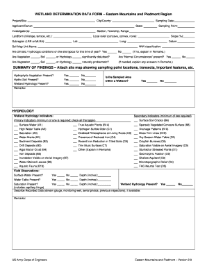 Fillable Online WETLAND DETERMINATION DATA FORM Eastern ... - U.S. Army ...