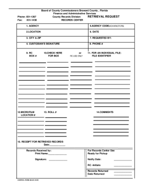 Fillable Online Retrieval Request Form (PDF) - Broward County Fax Email ...