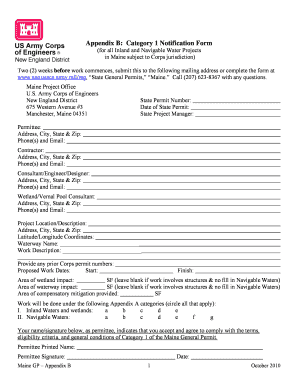 Fillable Online nae usace army Maine General Permit, Category 1 ...