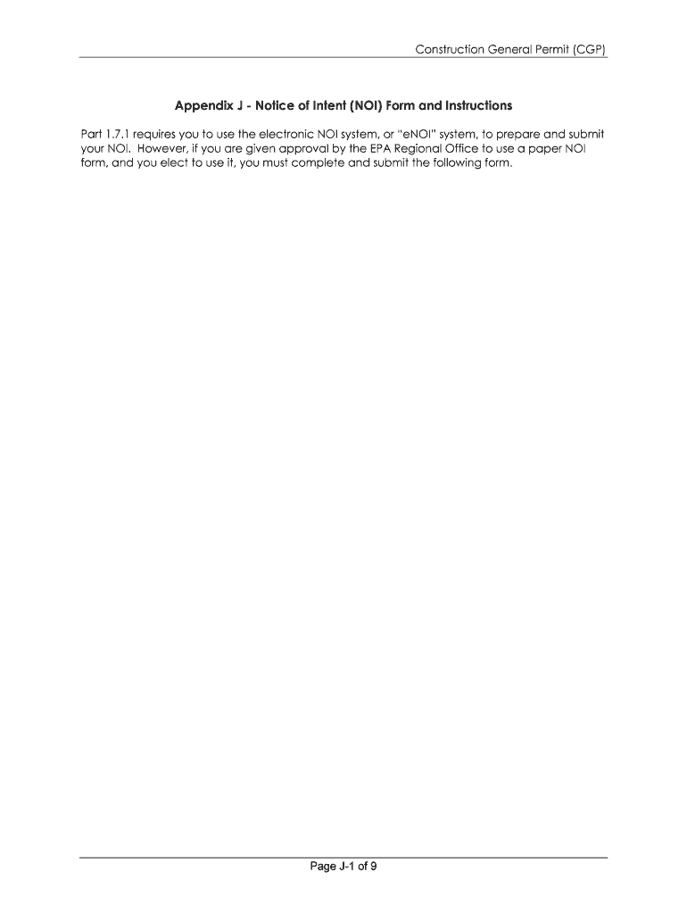 Fillable Online Notice of Intent (NOI) for Stormwater Discharges ...