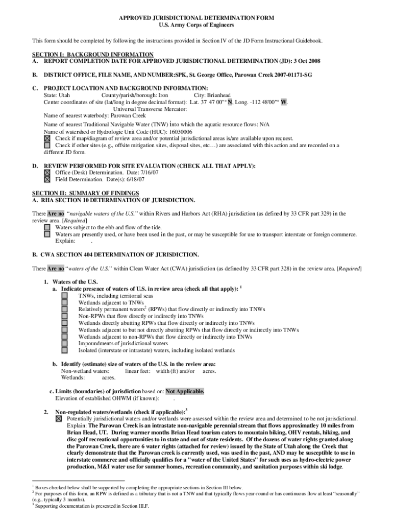 Lrl usace army milPortals64APPROVED JURISDICTIONAL DETERMINATION FORM U ...
