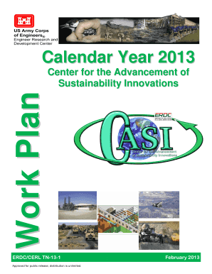 Fillable Online erdc usace army (CASI) Work Plan - USACE Engineer ...