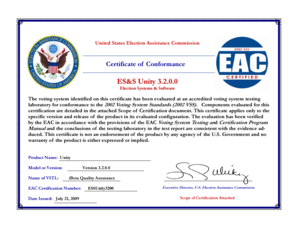 Fillable Online boe cuyahogacounty Certificate of Conformance ES&S ...