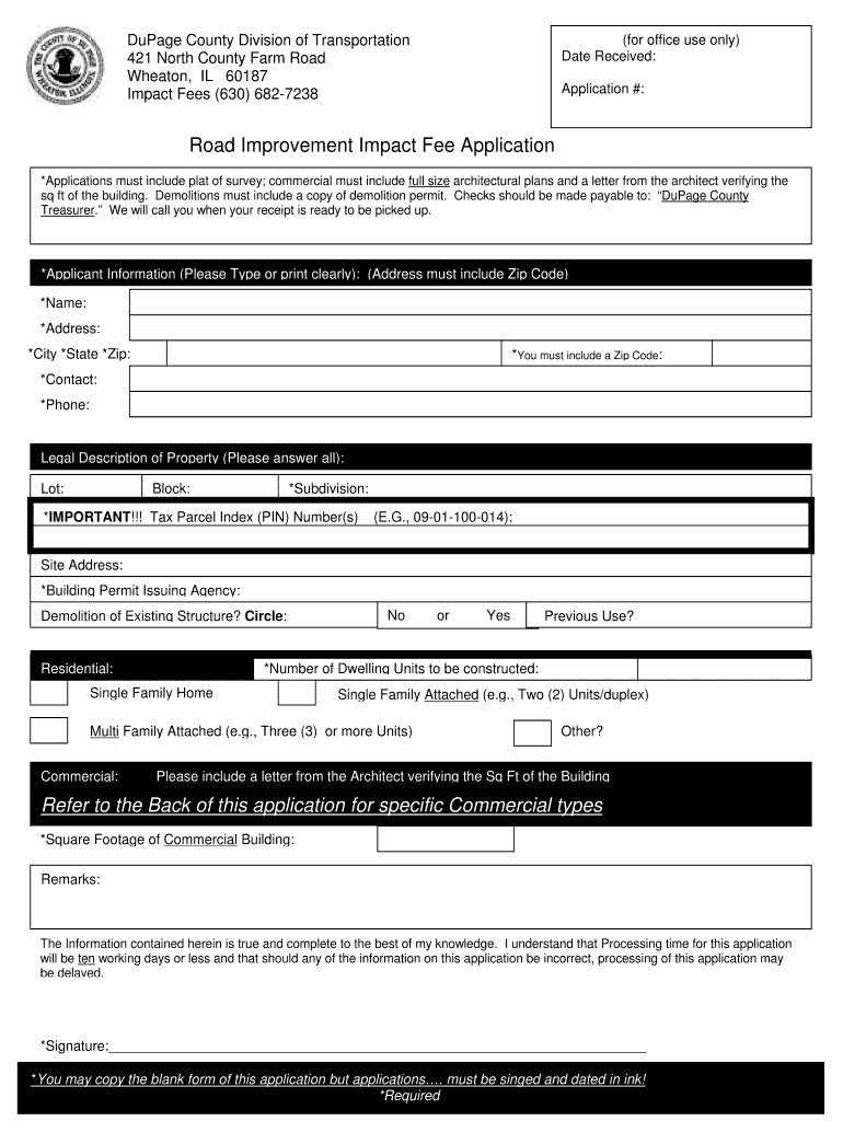 Road Improvement Impact Fee Application Refer - DuPage County: Fill out & sign online | DocHub