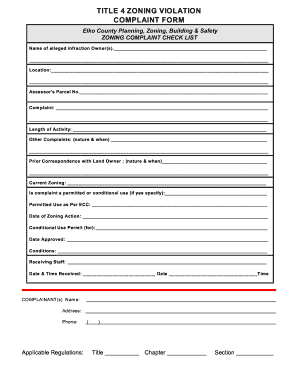 Fillable Online Report Form, Zoning Code Violation - Elko County Fax ...