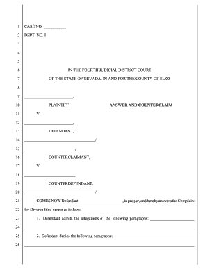 Fillable Online Answer and Counterclaim - Elko County Fax Email Print ...