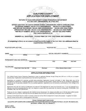 Fillable Online gcms0004 co guilford nc GUILFORD COUNTY APPLICATION FOR ...