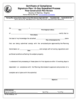 Fillable Online co henrico va Certificate of Compliance - Henrico ...