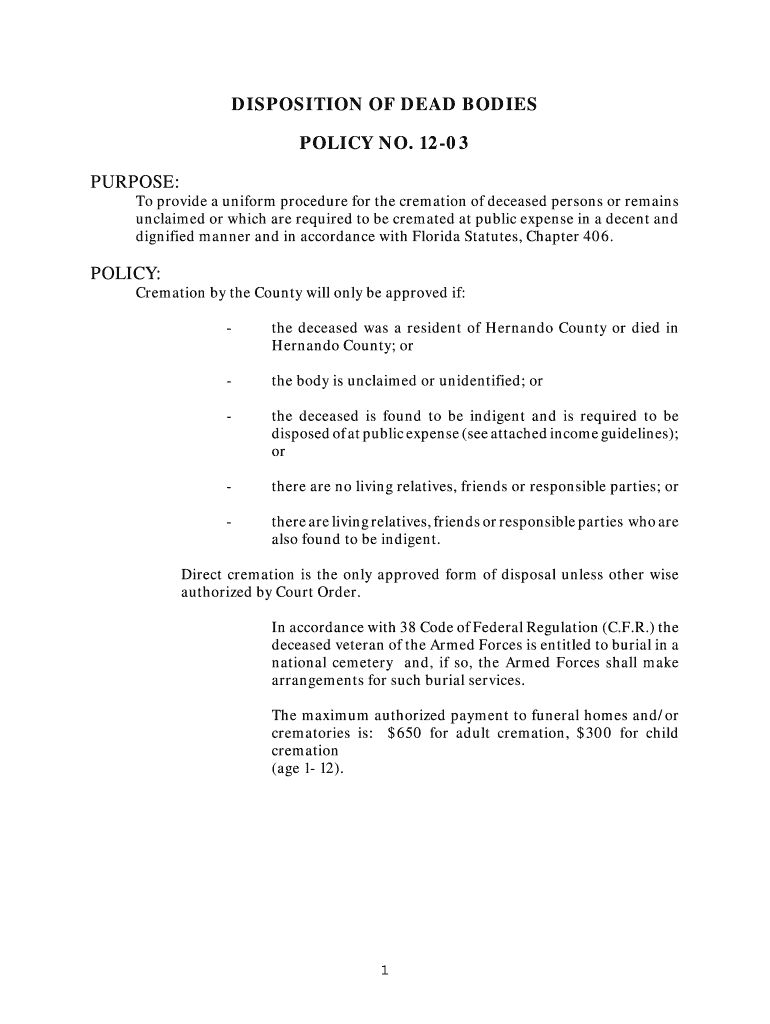 Fillable Online POLICY NO. 12-03 Fax Email Print - pdfFiller