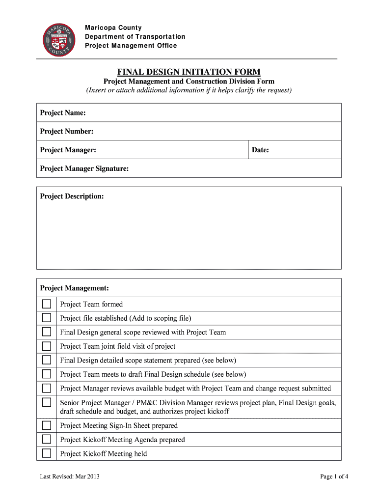 Fillable Online Final Design Initiation Form Fax Email Print - pdfFiller