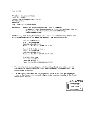 Fillable Online egov pascocountyfl ZN08-6793- Letter of Opposition from ...