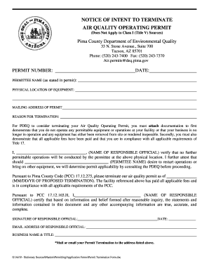 Fillable Online deq pima Termination form - Pima County Fax Email Print ...