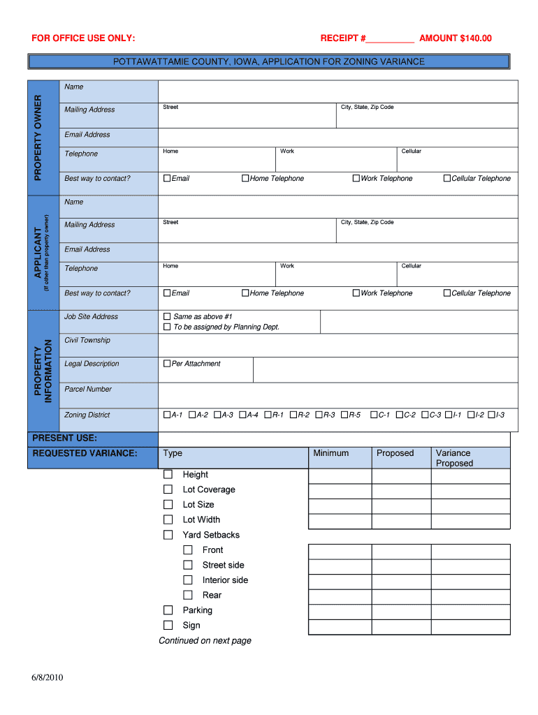 Fillable Online Pottawattamie County Zoning Variance Procedure Fax ...