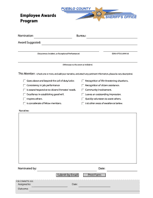 Fillable Online Employee Awards Program Fax Email Print - pdfFiller