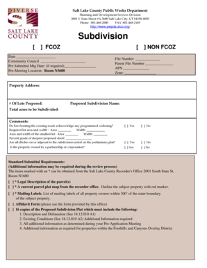 Fillable Online pwpds slco Subdivision - Planning and Development - Salt Lake County - pwpds ...