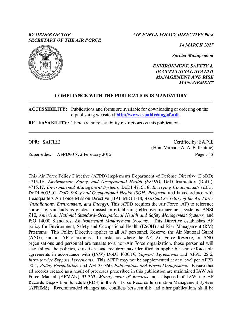 AIR FORCE POLICY DIRECTIVE 90-8: Fill out & sign online | DocHub