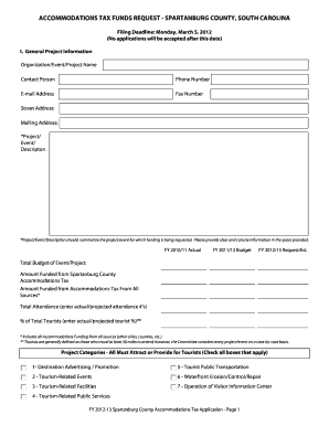 ACCOMMODATIONS TAX FUNDS REQUEST SPARTANBURG COUNTY, SOUTH CAROLINA ...