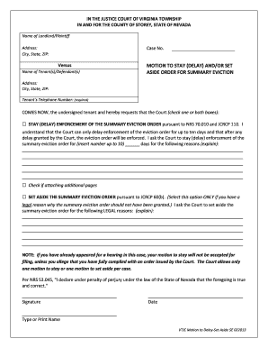 Fillable Online storeycounty Motion to Set Aside or Delay Order for ...