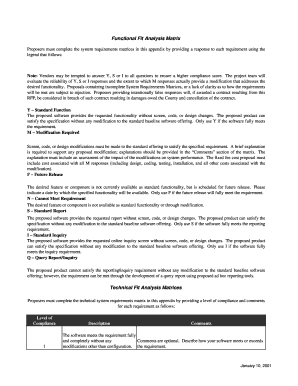 Fillable Online Functional Fit Analysis Matrix Technical Fit Analysis ...