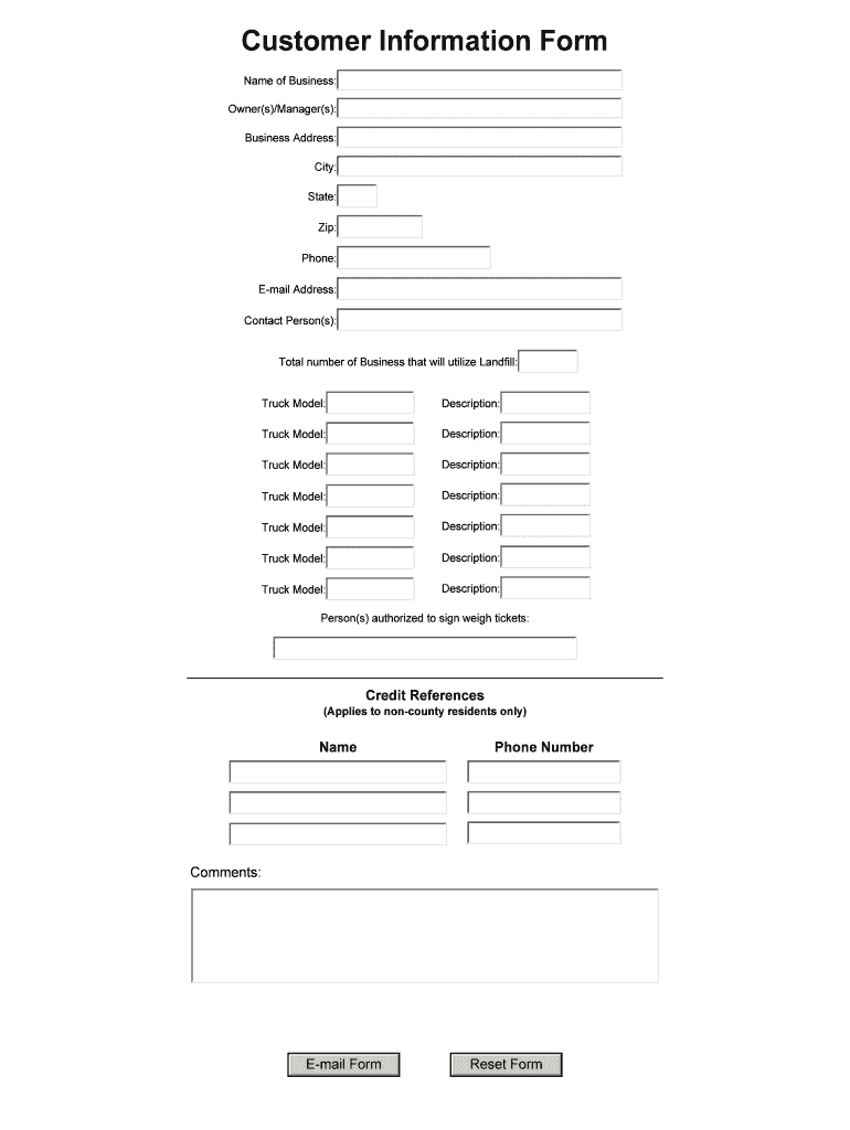 Fillable Online Customer Information Form Fax Email Print - pdfFiller