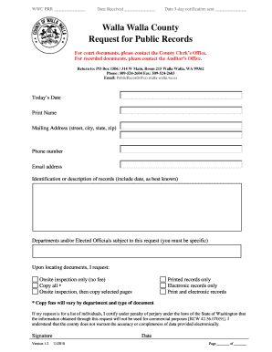 Fillable Online Public Records Request Form - Walla Walla County Fax ...