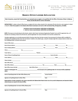 Branch Office License Application - Alabama Real Estate Commission ...