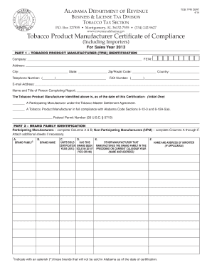 Fillable Online TOB:TPM CERT - Alabama Department of Revenue - Alabama.gov Fax Email Print ...