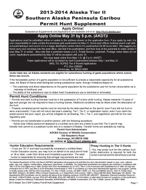 Fillable Online adfg alaska 2013-2014 Alaska Tier II Southern Alaska ...
