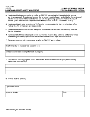 Fillable Online bop Form BP-A771.060, Conditional Senior Costep ...