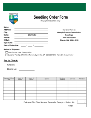 Fillable Online agr georgia Seedling Order Form - agr georgia Fax Email ...