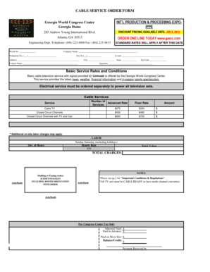 Fillable Online CABLE SERVICE ORDER FORM INT'L PRODUCTION ... Fax Email ...