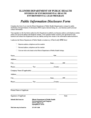 Fillable Online idph state il Lead Public Information Disclosure Form ...