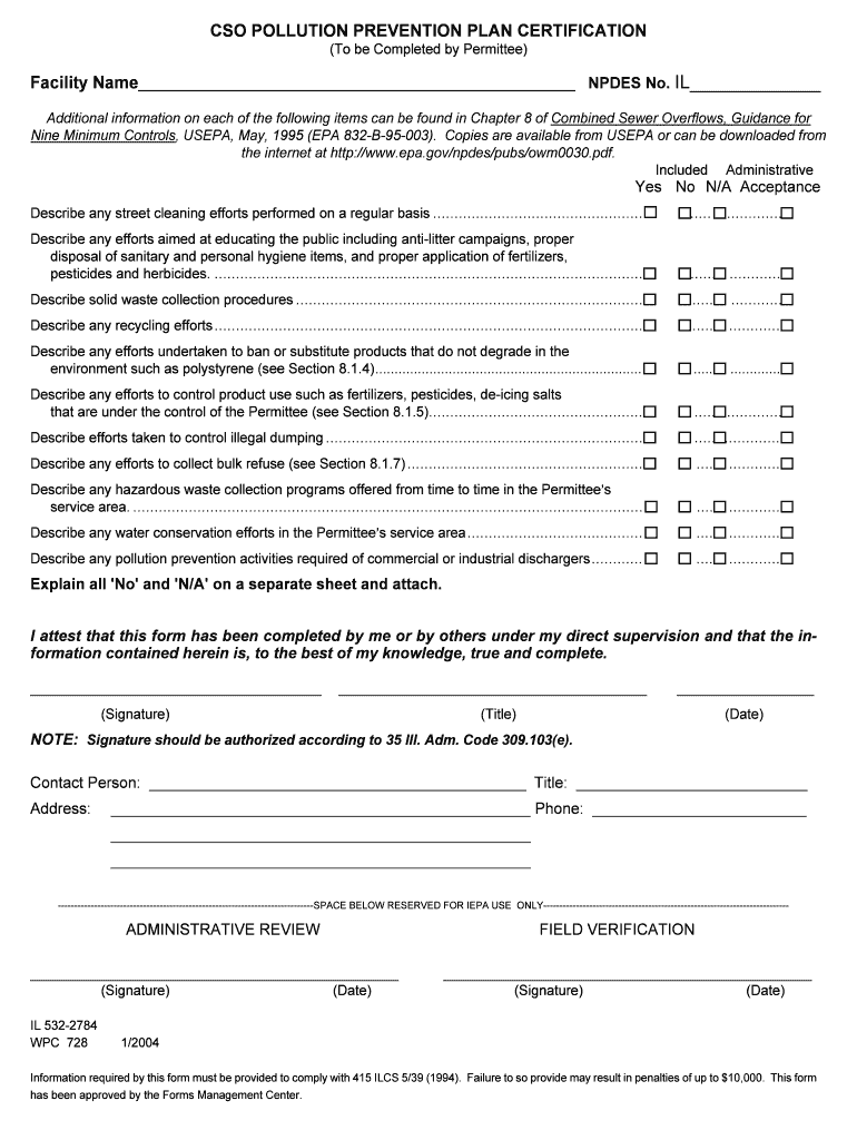 CSO POLLUTION PREVENTION PLAN CERTIFICATION: Fill out & sign online | DocHub