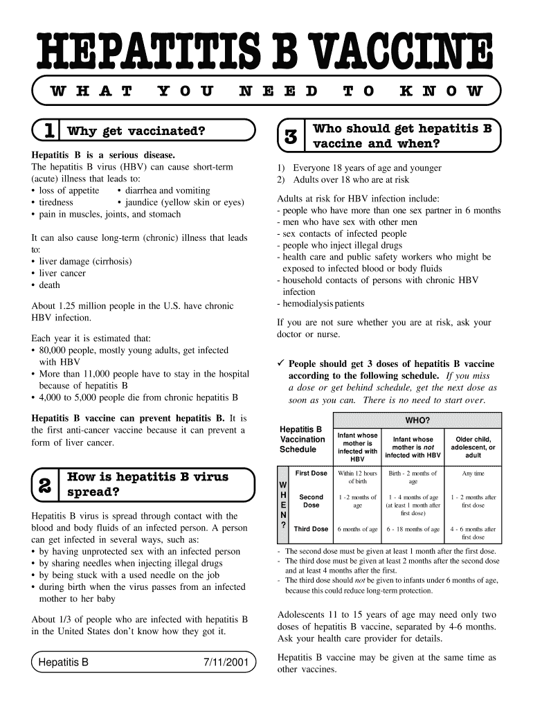 Fillable Online Hepatitis B Vaccine Information Statement Fax Email ...