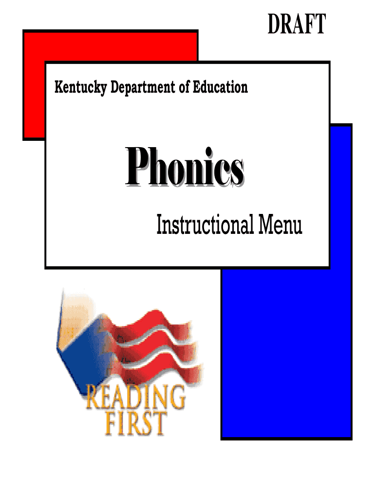 Fillable Online education ky Phonics Instruction Menu Cover - Kentucky Department of Education ...
