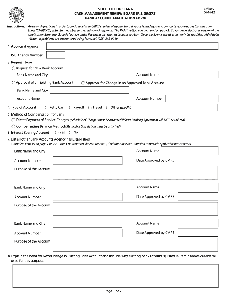 BANK ACCOUNT APPLICATION FORM: Fill out & sign online | DocHub