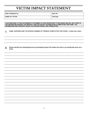 Fillable Online washco-md VICTIM IMPACT STATEMENT State of Maryland vs ...