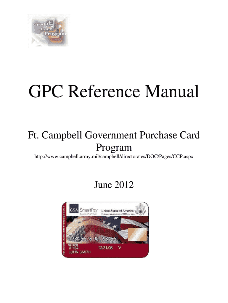 Fillable Online Ft. Campbell Government Purchase Card Program Fax Email ...