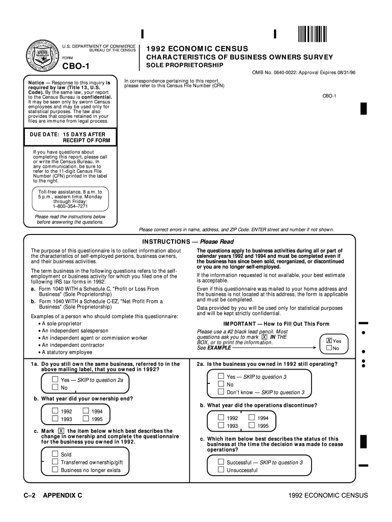 Fillable Online CHARACTERISTICS OF BUSINESS OWNERS SURVEY Fax Email Print - pdfFiller