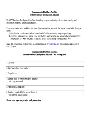 Fillable Online Job Bank Form - CWC Fax Email Print - pdfFiller