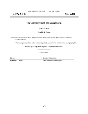 681 The Commonwealth Of Massachusetts PRESENTED BY: Cynthia S - Fill ...