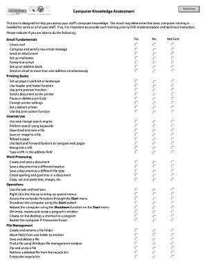 Fillable Online Computer Knowledge Assessment Fax Email Print - pdfFiller