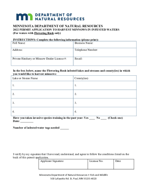 Fillable Online files dnr state mn Permit Application to Harvest ...