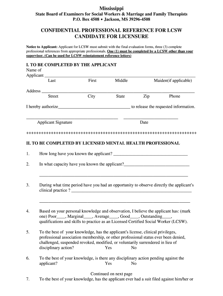 Fillable Online Confidential Professional Reference Fax Email Print - pdfFiller