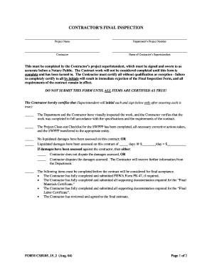 Fillable Online mdt mt CSB105_15_2.PDF. Contractor's Final Inspection ...